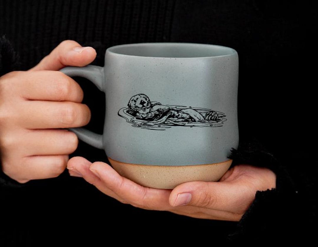 Otter Engraved Ceramic Mug, Ocean and Lake Wildlife Conservation ...