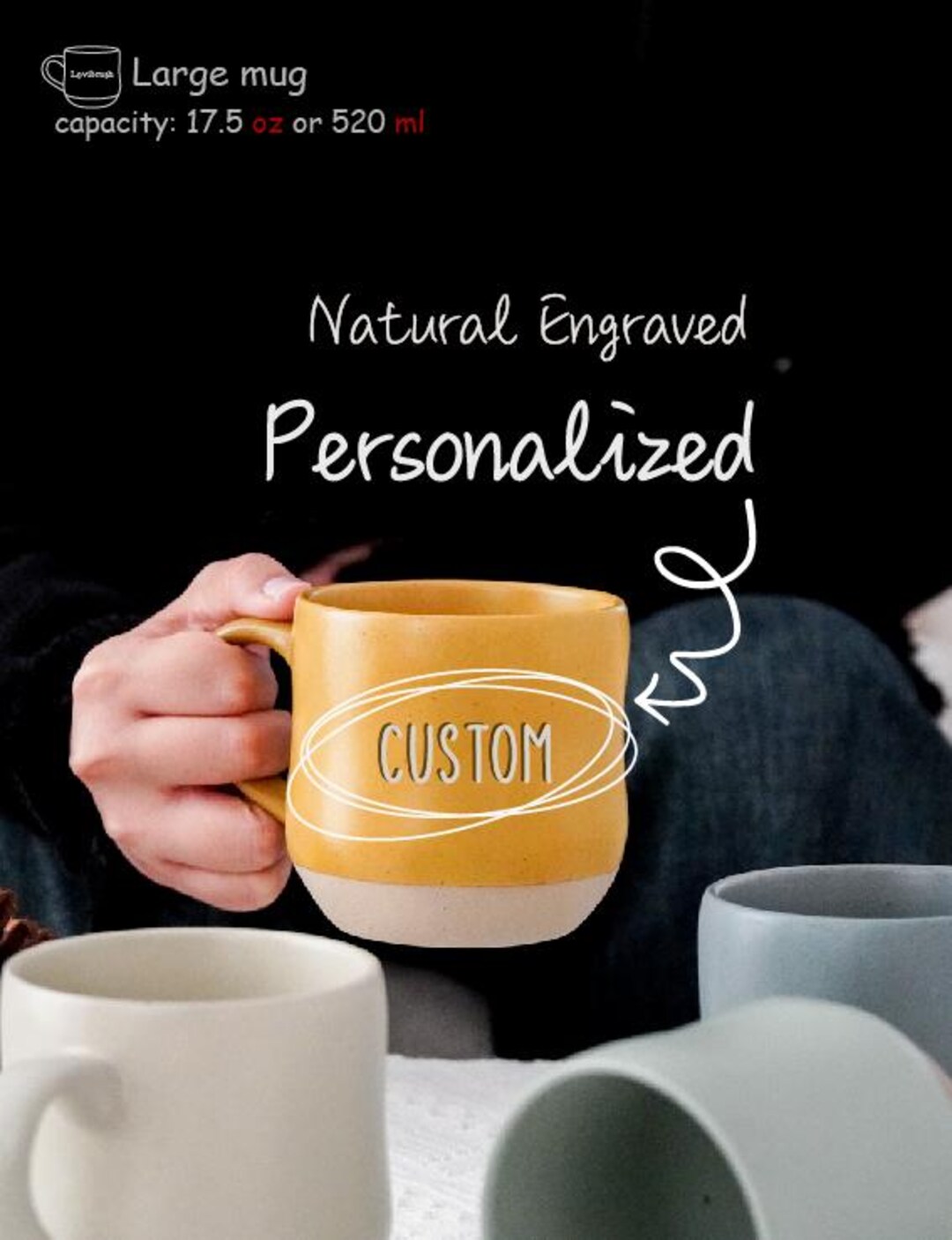 Custom Text Coffee Mug, Engraved Coffee Cup,personalize Text Mug With ...