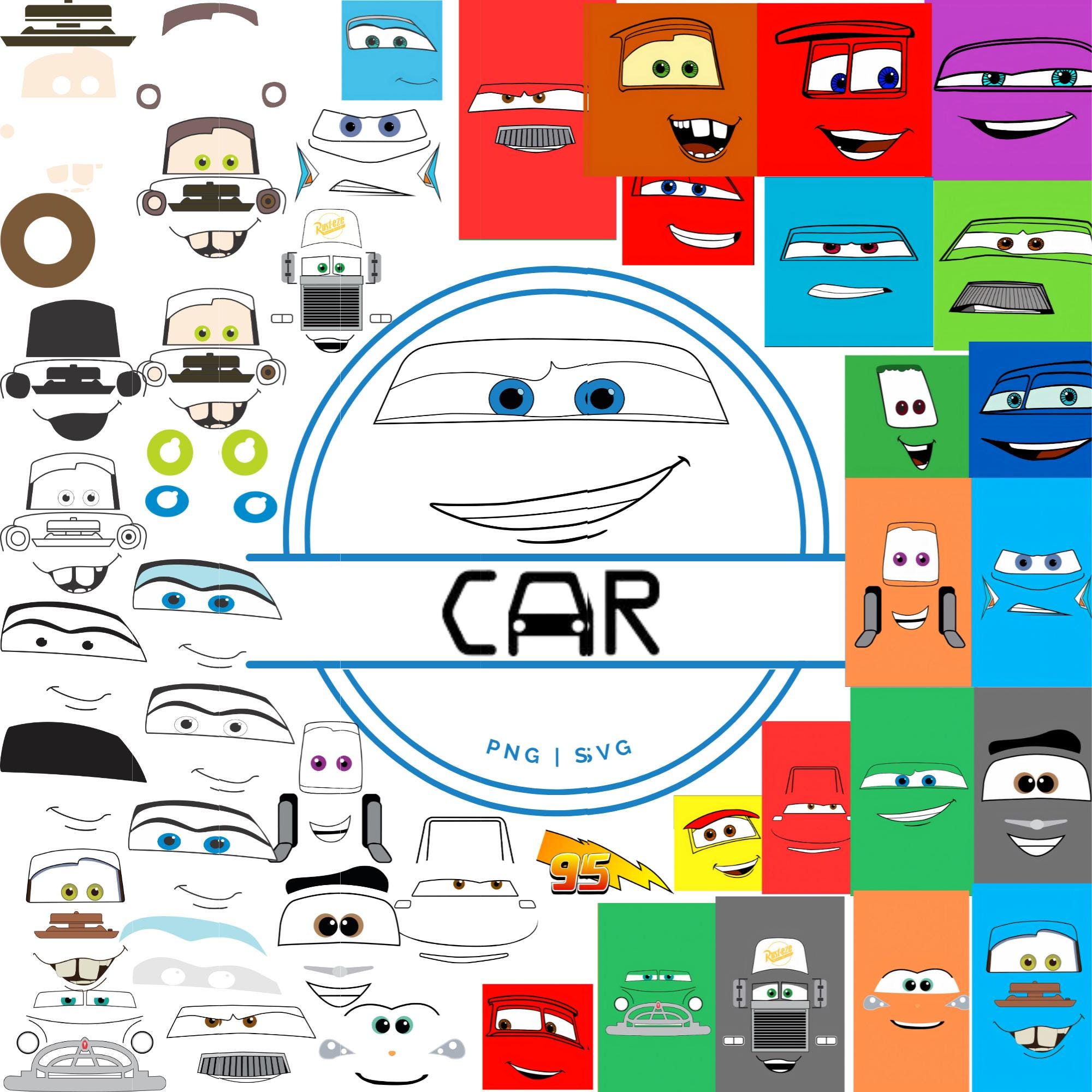 Cars Faces SVG Cliparts Bundle, Cars Tshirt Design Cartoon Cliparts ...