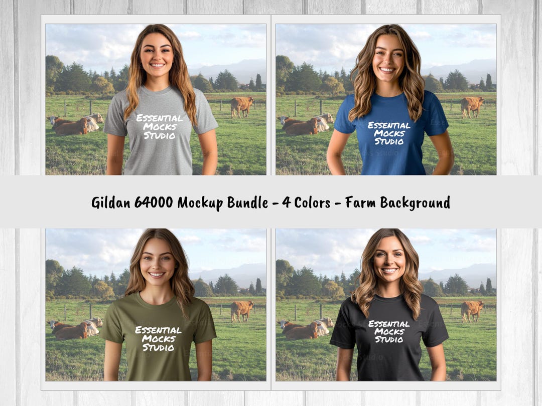 Gildan 64000 Cowgirl Mockups Farming Bundle, 4 Colors, Farm Mock Ups ...