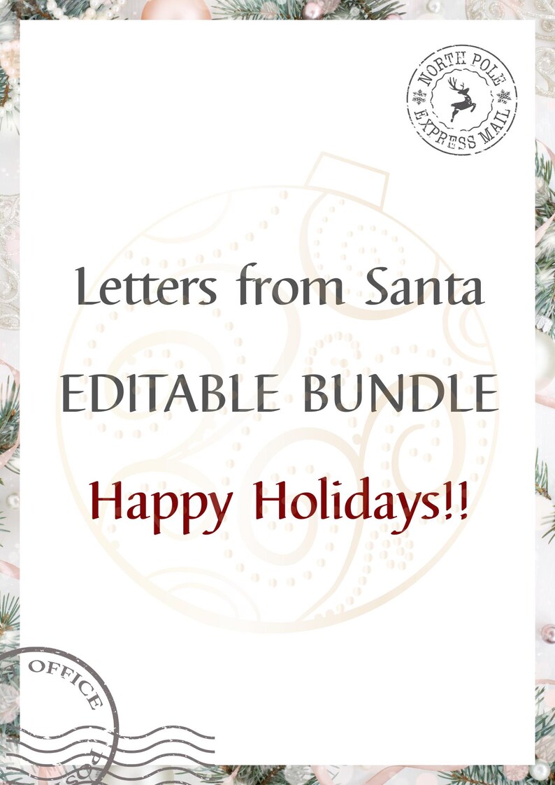 Letter From Santa L Santa Letter L Editable Letters From Santa - Etsy