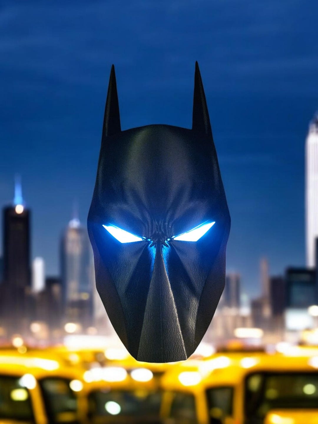 3D Printed Batman Mask With Glowing Blue Eyes Medium-large Adjustable ...