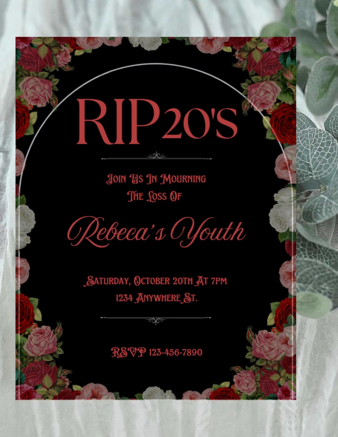 RIP 20's Birthday Invitation *customize With Canva* - Etsy