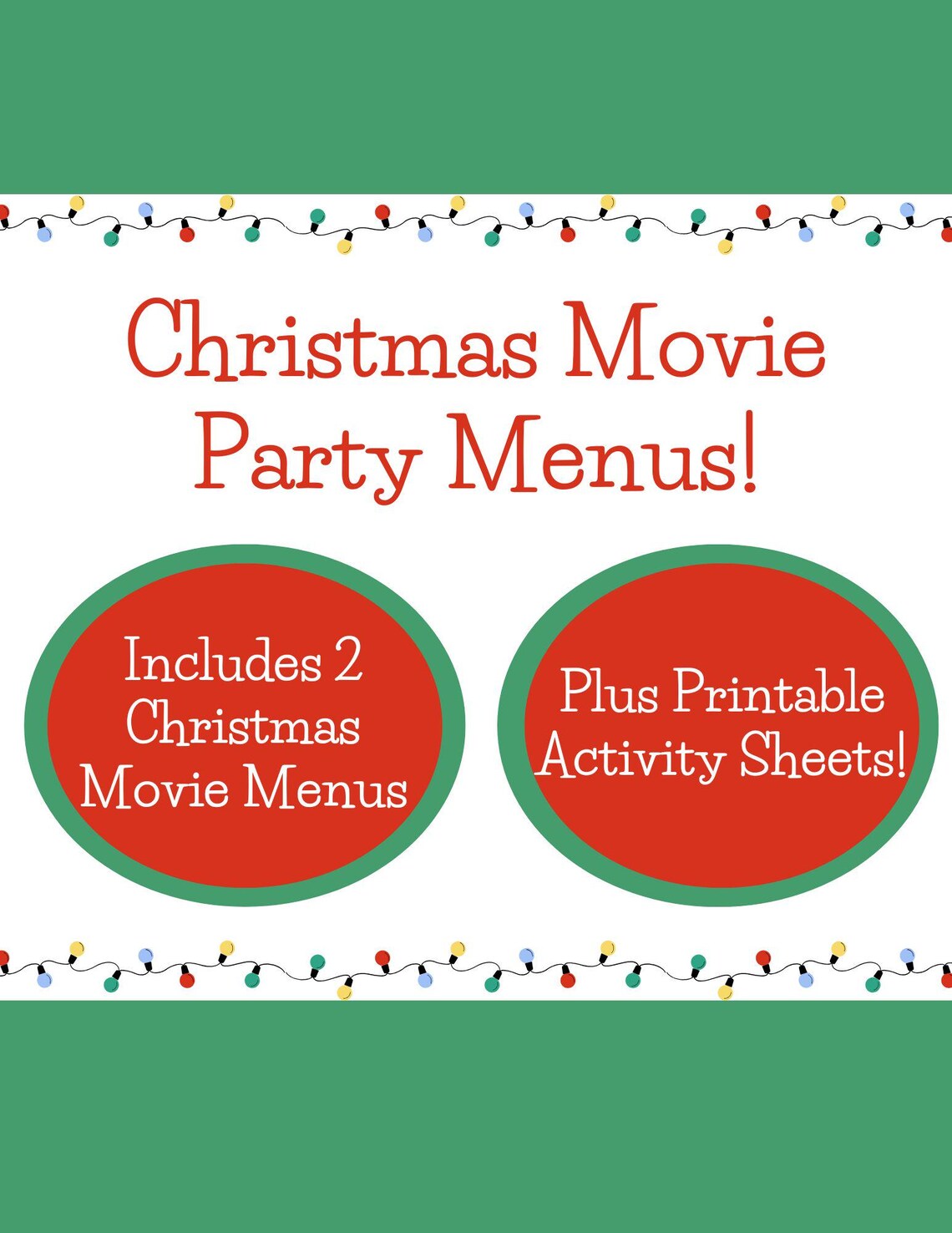Set of 2 Christmas Movie Menus Plus Printable Activity Sheets! Includes ...