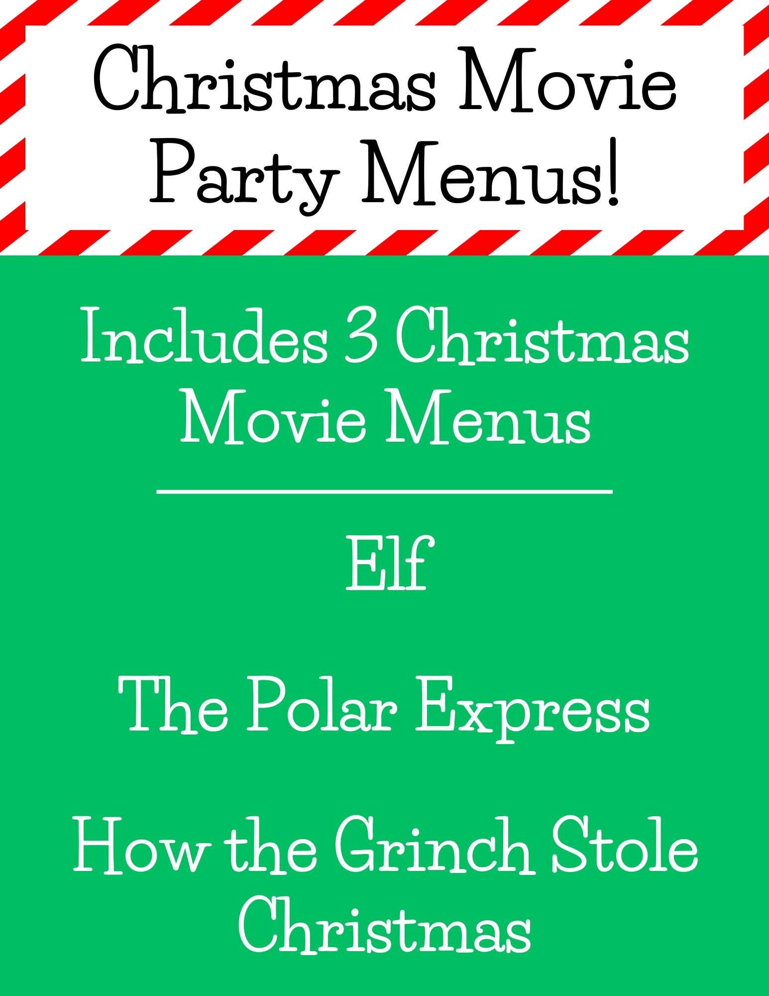 Set of 3 Christmas Movie Menus How the Grinch Stole Christmas, the ...
