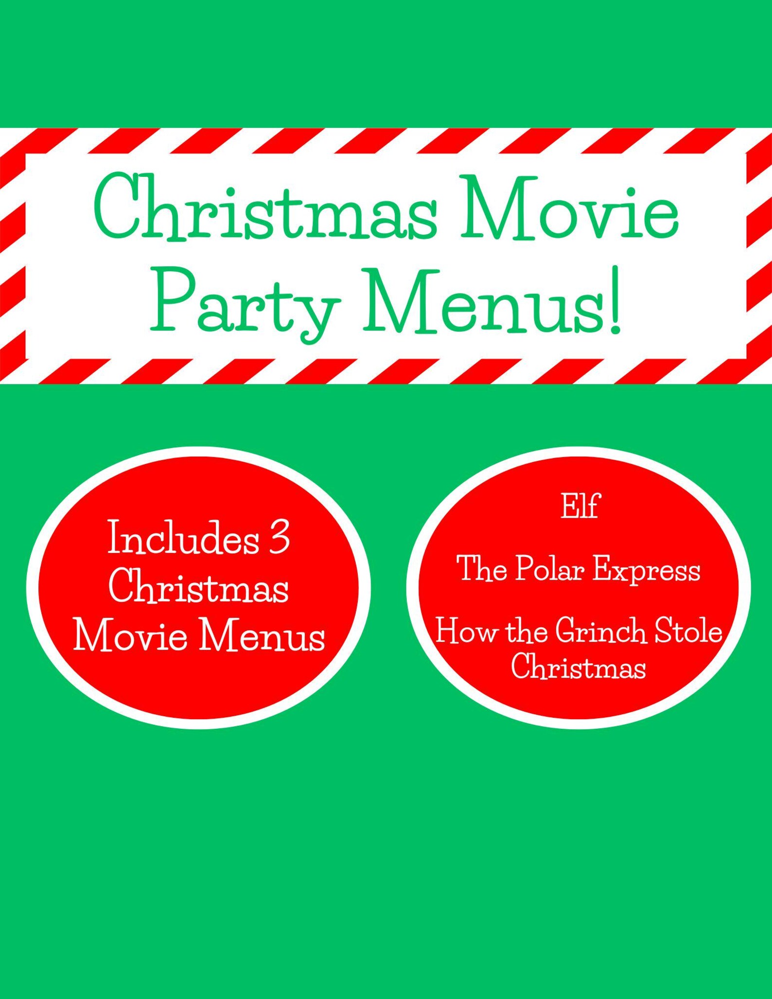 Set of 3 Christmas Movie Menus! How the Grinch Stole Christmas, the ...