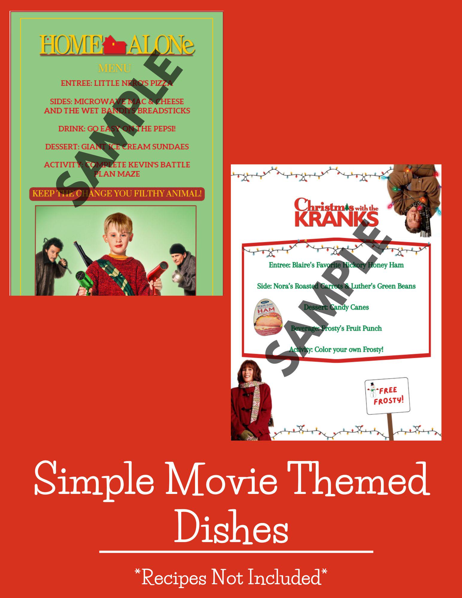 Set of 2 Christmas Movie Menus Plus Printable Activity Sheets! Includes ...