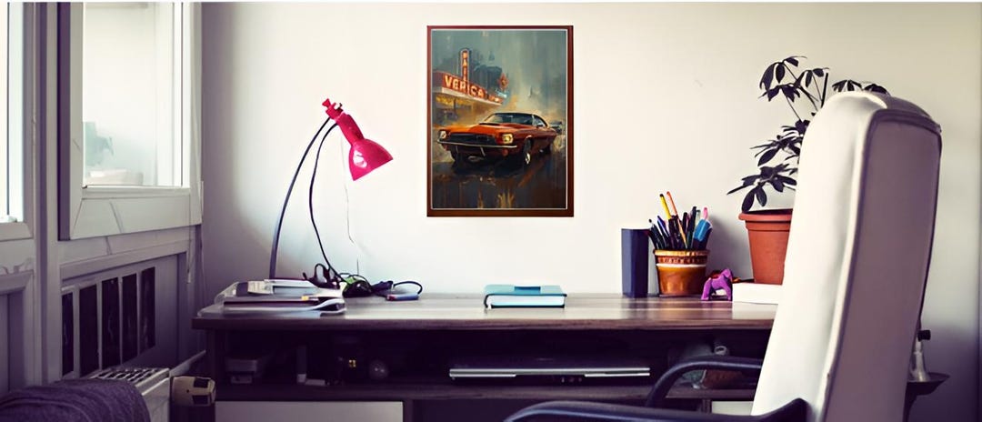 Abstract Muscle Car Art Print: Retro Automotive Painting (digital ...