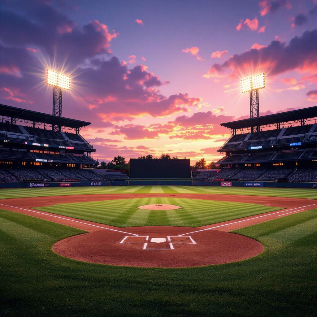 Sunset Baseball Field Print: Nostalgic Stadium Art (digital Download ...