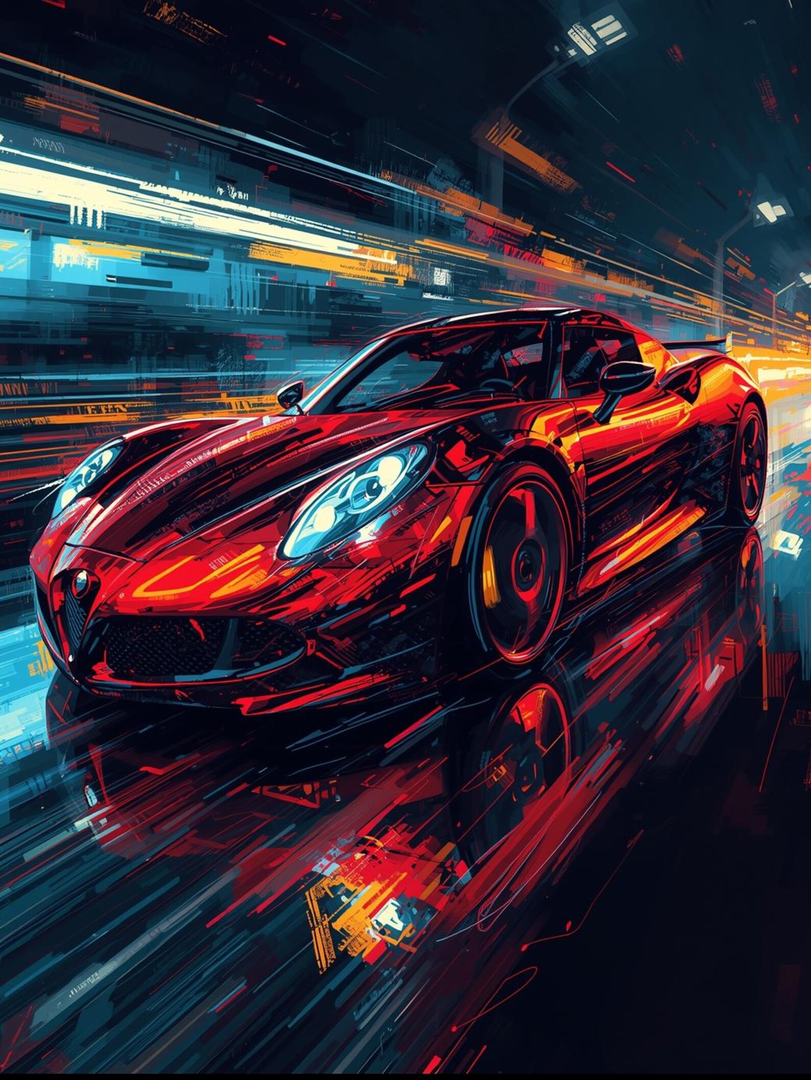 Abstract Sports Car Poster Set: Dorm Room Garage Art (digital Download ...