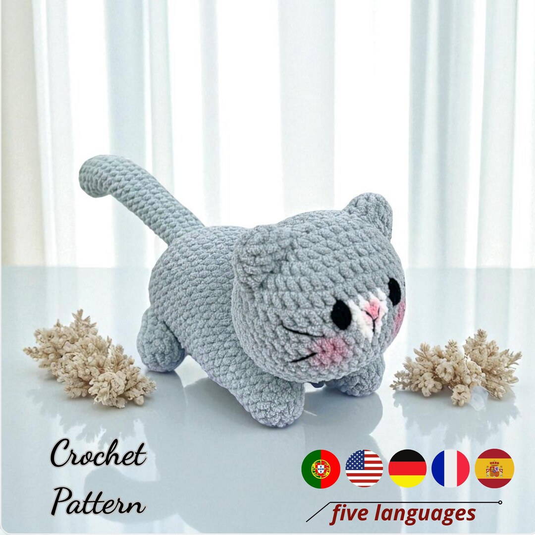 Gray Cat Crochet Pattern PDF, Cat Amigurumi Pattern, Plush Cat Crochet ...