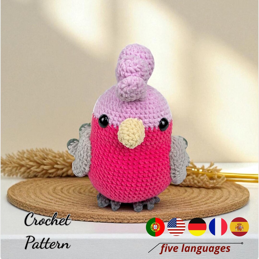 Galah Cockatoo Crochet Pattern PDF, Bird Amigurumi Crochet Design ...