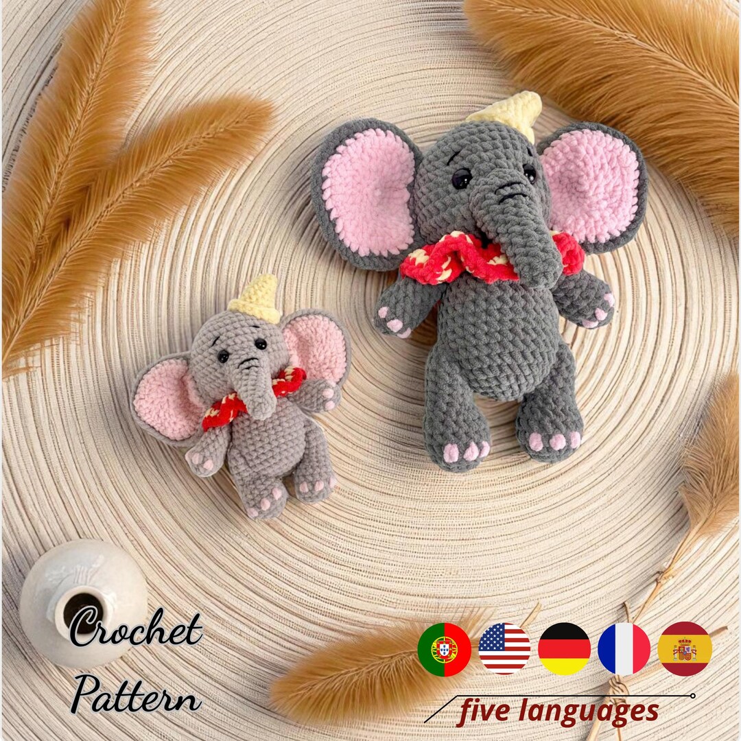 Dumbo Elephant Crochet Pattern PDF, Circus Amigurumi Animal Pattern ...