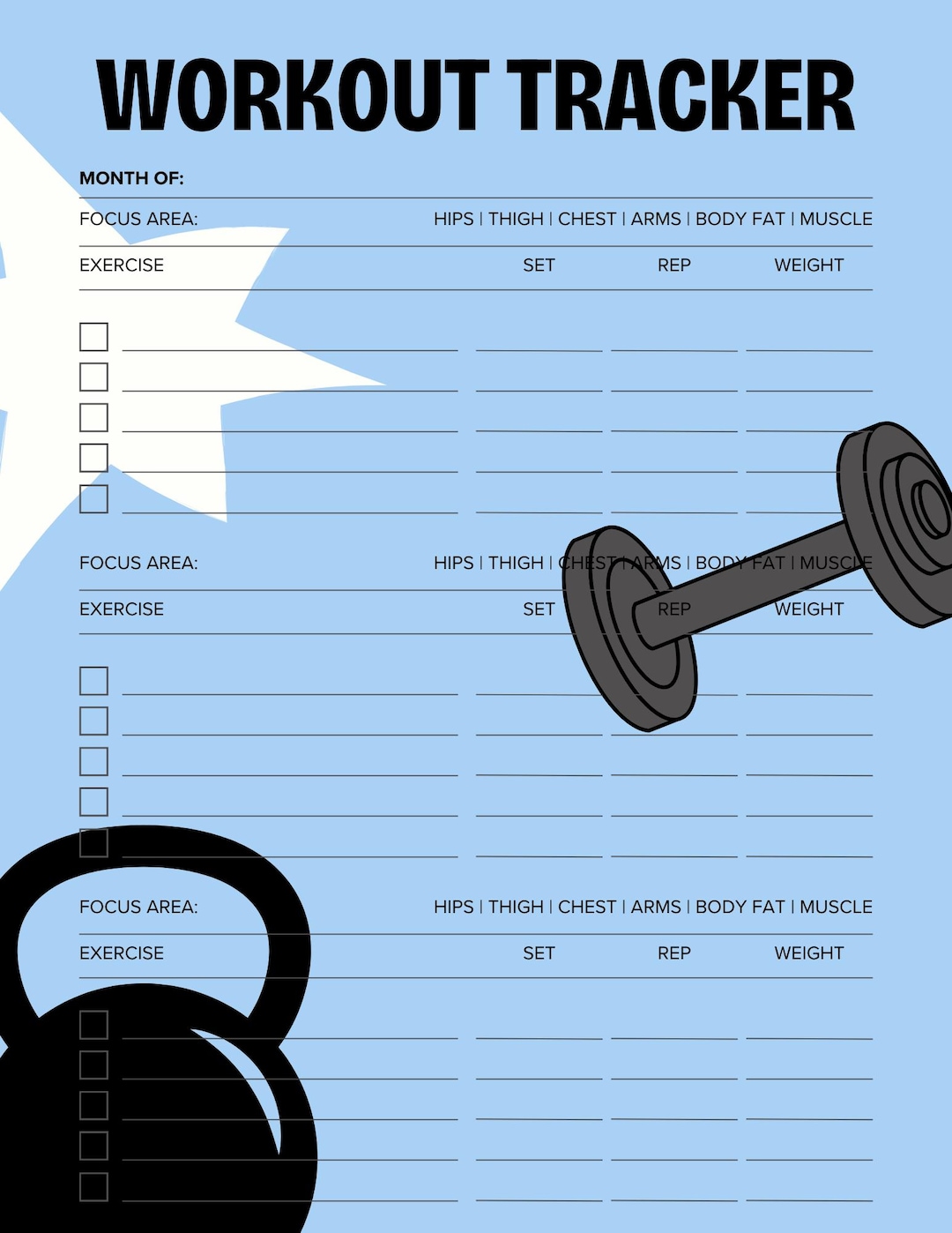 Workout Plan Sheet, Health and Wellness - Etsy