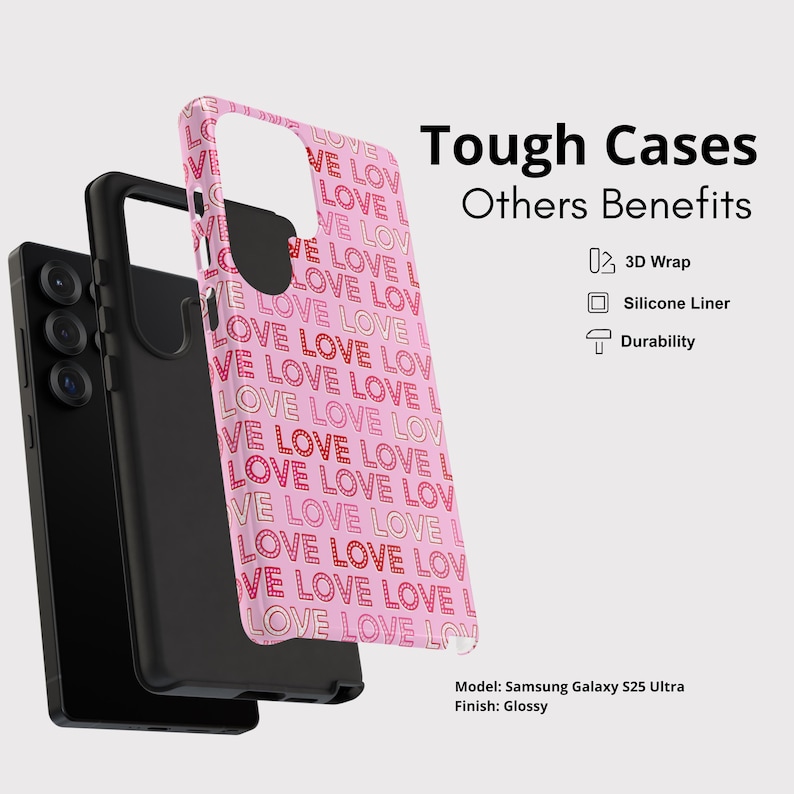 Pink Heart Pattern Phone Case for iPhone 17 16 15 14 13 Pro Max ...