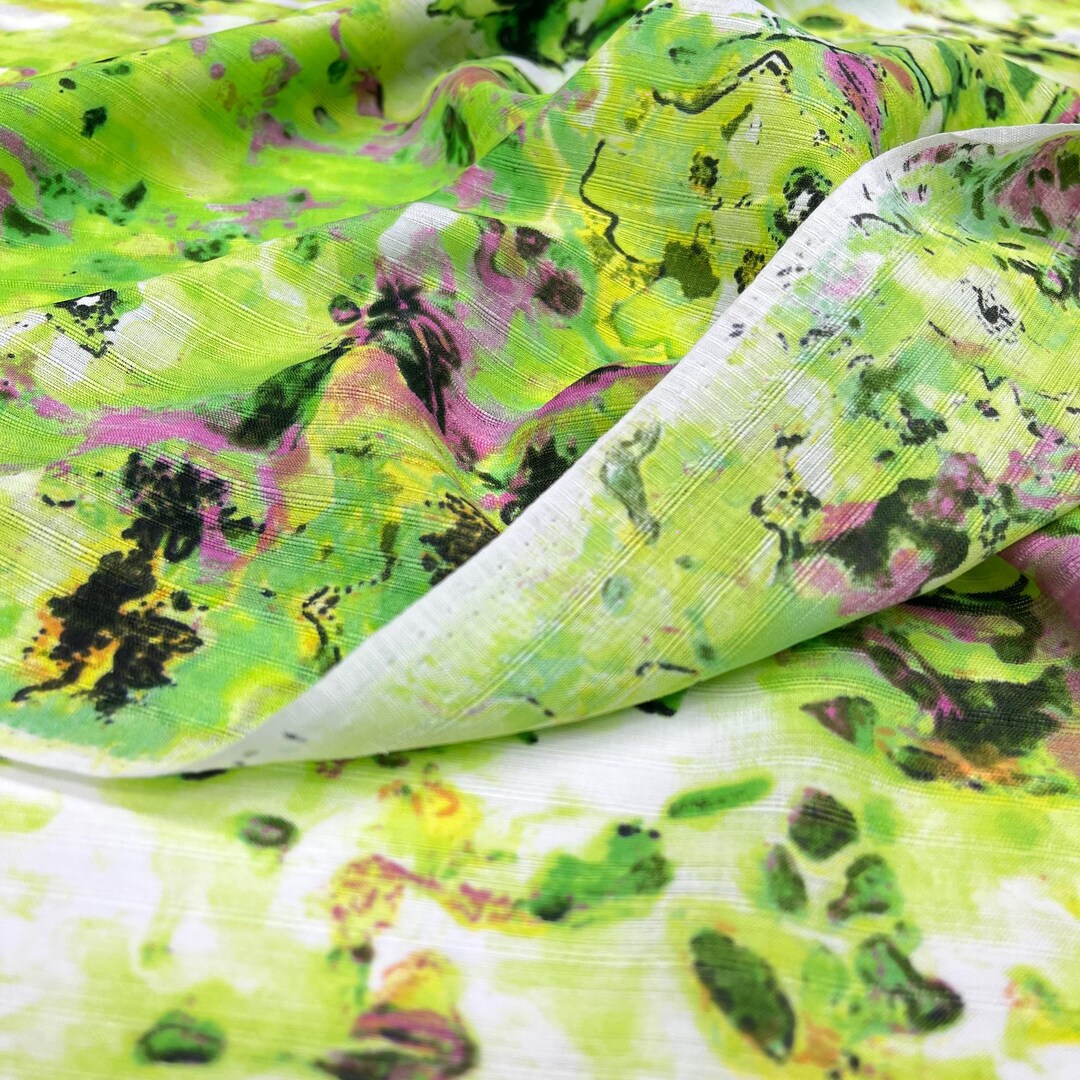 Neon Green Pastel Tie Dye Chiffon Fabric – Lightweight Sheer Soft ...