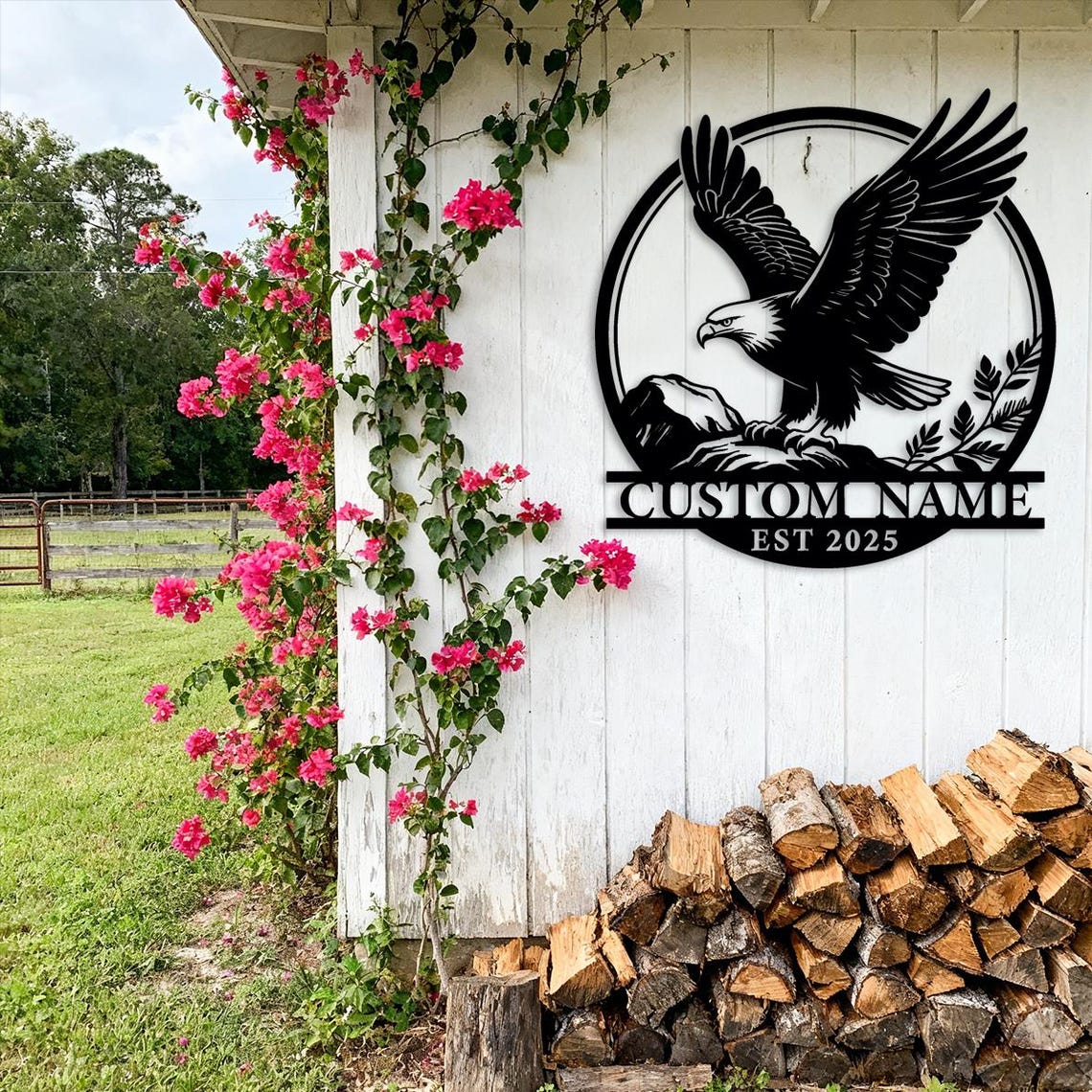 Custom American Eagle Metal Sign,personalized Eagle Mountain Wall Art ...