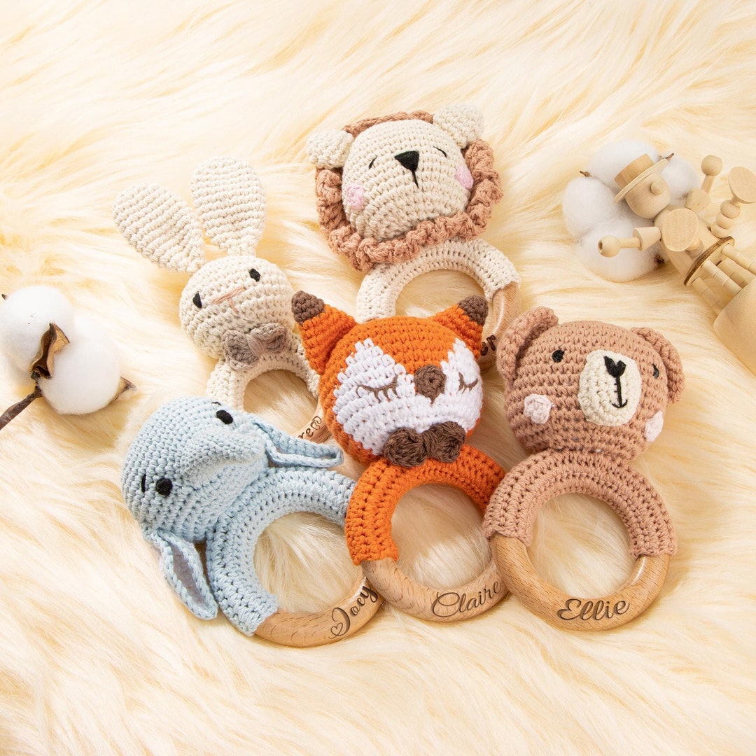 Custom Crochet Baby Rattle With Name, Crochet Cattle for Babies ...