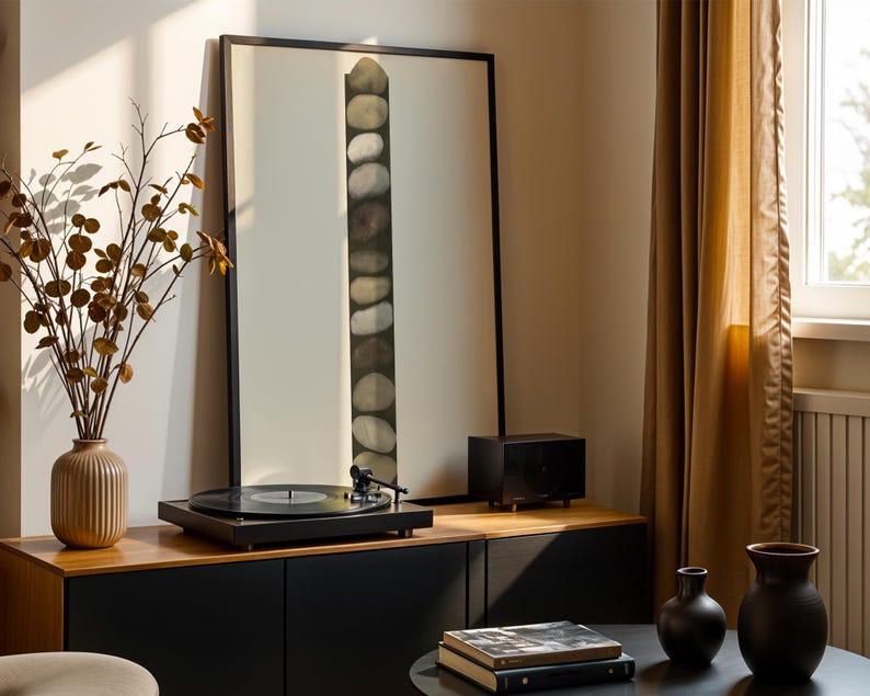 Natural Stone Pillar Wall Art, Modern Minimalist Design, Mid Century ...