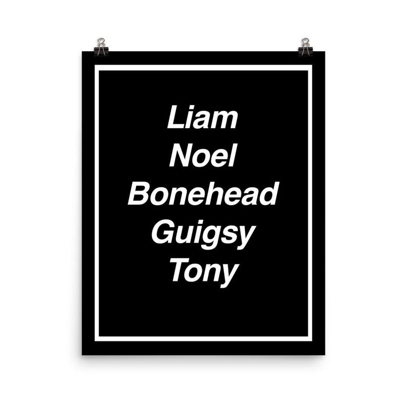 Oasis Band Poster Original Lineup - Etsy