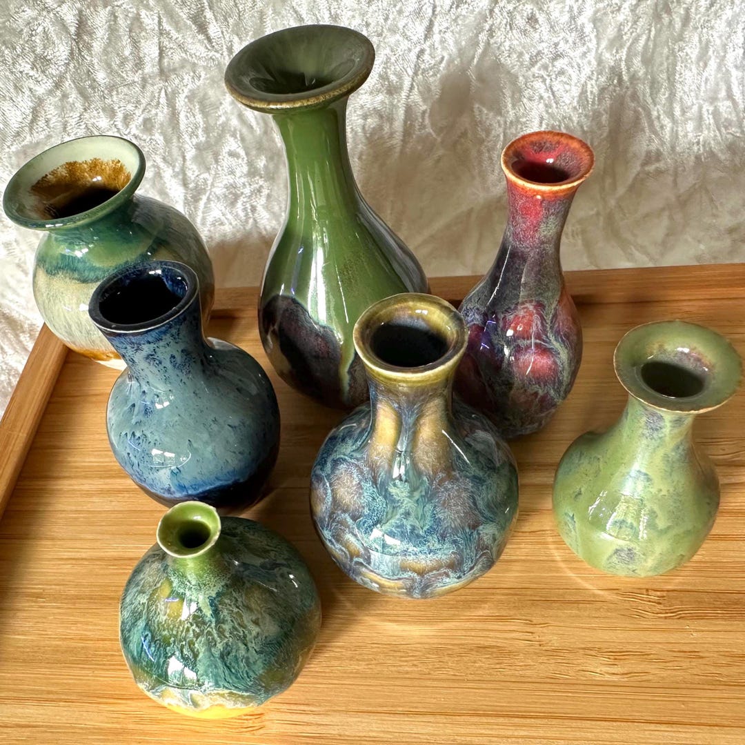 Tiny Porcelain Vases: Handmade Miniature Glazed Ceramic Bud Vase - Etsy