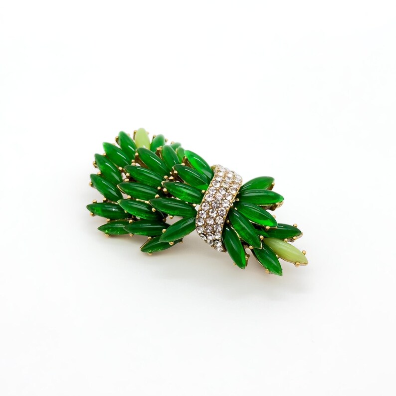 French Vintage Fashion Green Wheat Ear Brooch, Green Brooch, Pastoral ...
