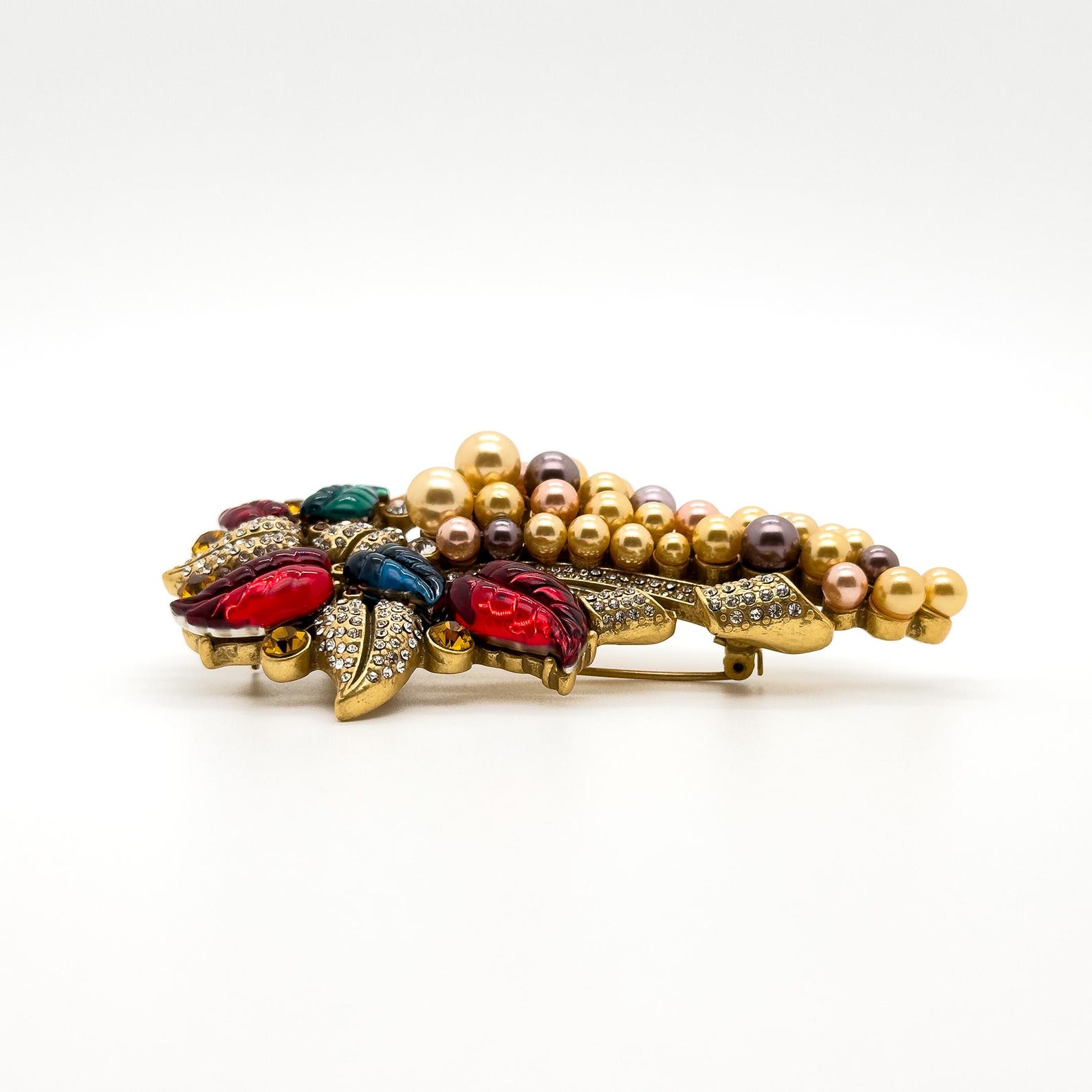French Vintage Court-style Pearl and Grape Brooch, Pastoral Brooch ...