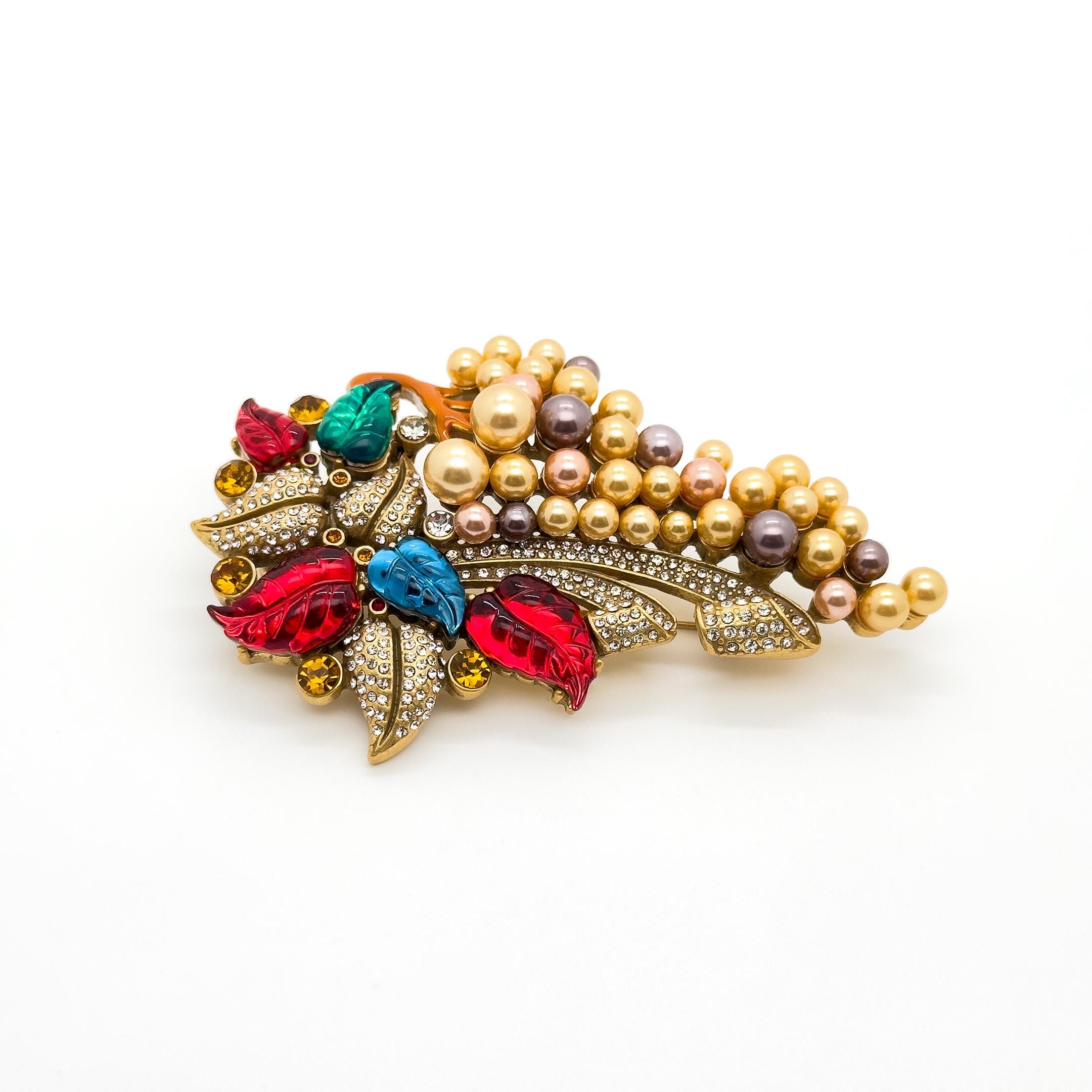 French Vintage Court-style Pearl and Grape Brooch, Pastoral Brooch ...