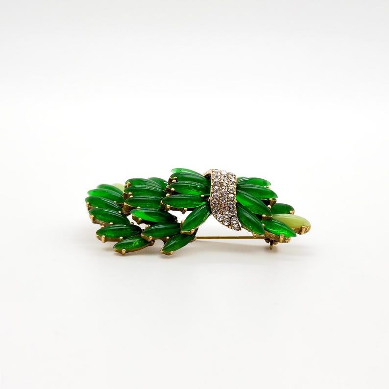 French Vintage Fashion Green Wheat Ear Brooch, Green Brooch, Pastoral ...