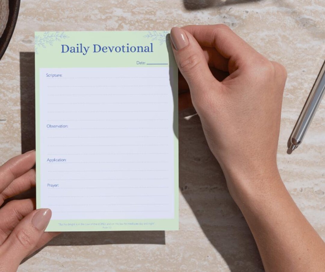 Printable - Simple Devotional Notepad Bible Devotion Journaling Green ...