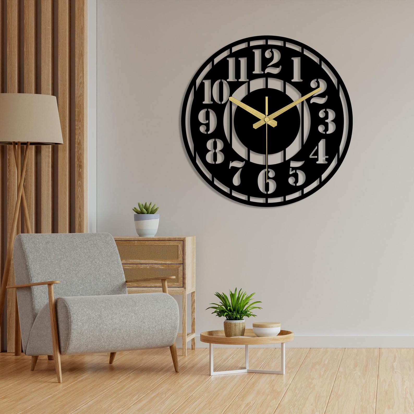 Modern Black Metal Wall Clock With Oversized Numbers – Silent Large ...