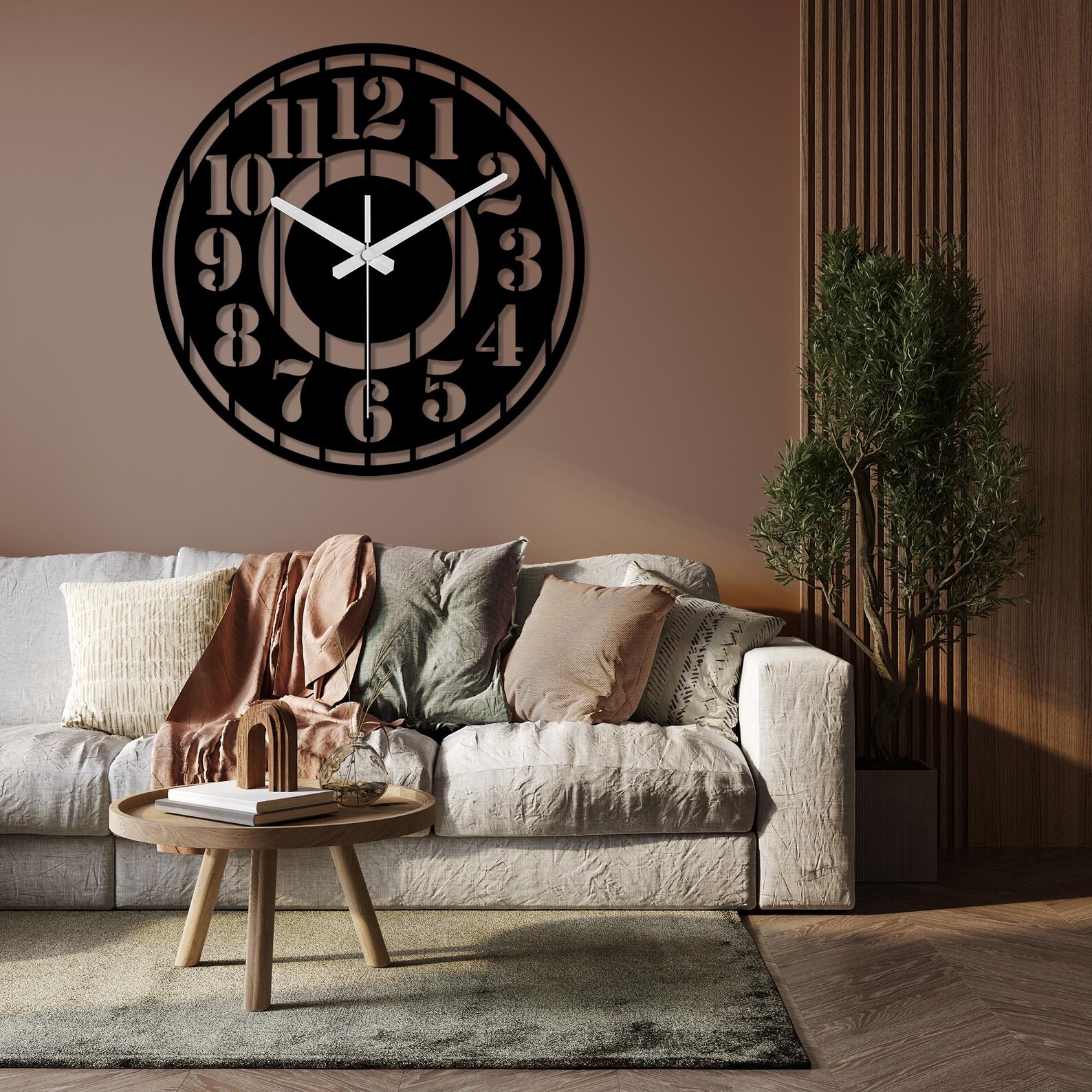 Modern Black Metal Wall Clock With Oversized Numbers – Silent Large ...