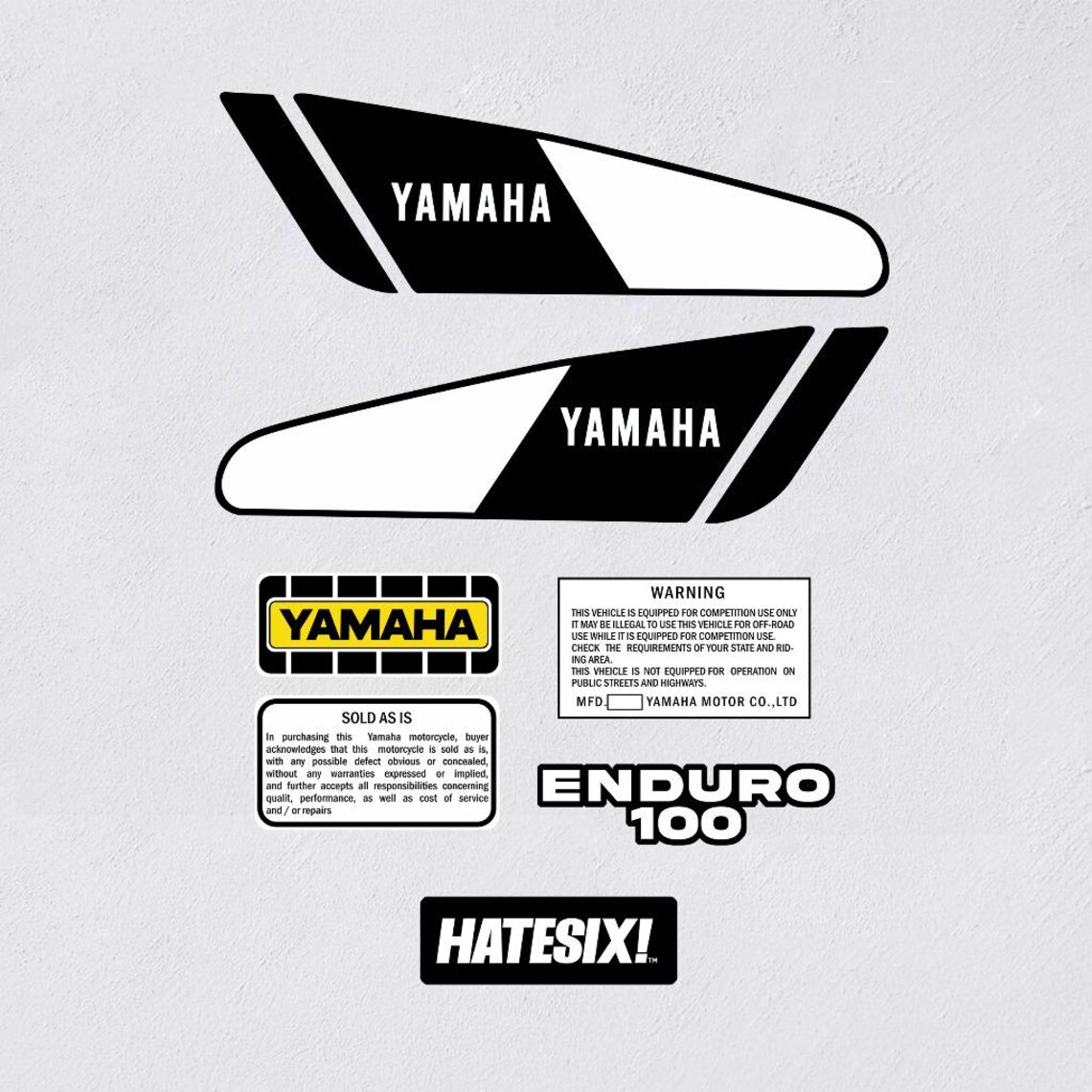 Sticker Decal Yamaha DT100 1981 White Black Side Cover Fuel Gas Tank - Etsy