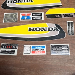 Sticker Decal Honda XL 185S 185 S 1979 Yellow Side Cover Fuel Gas Tank ...