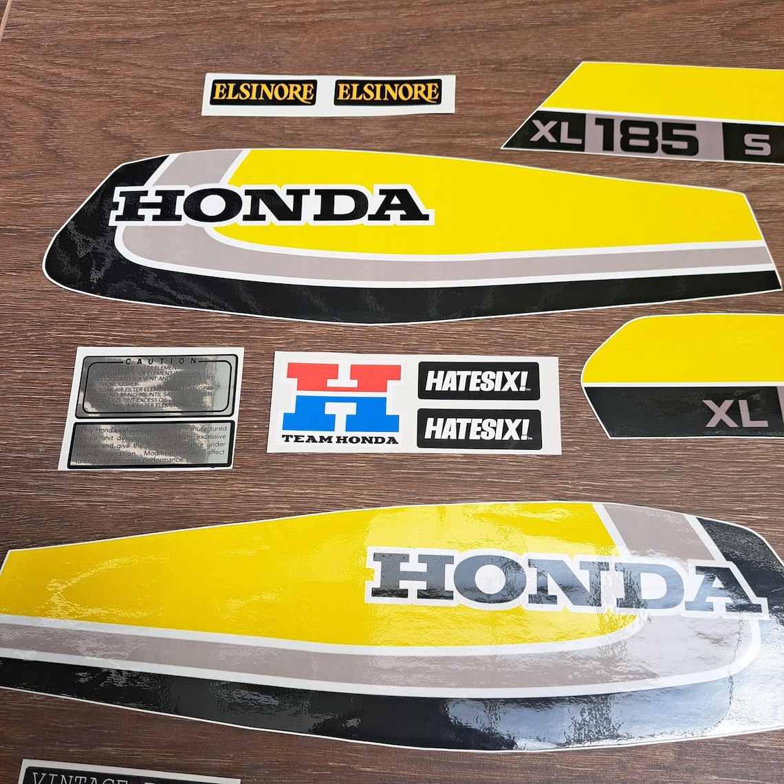 Sticker Decal Honda XL 185S 185 S 1979 Yellow Side Cover Fuel Gas Tank ...