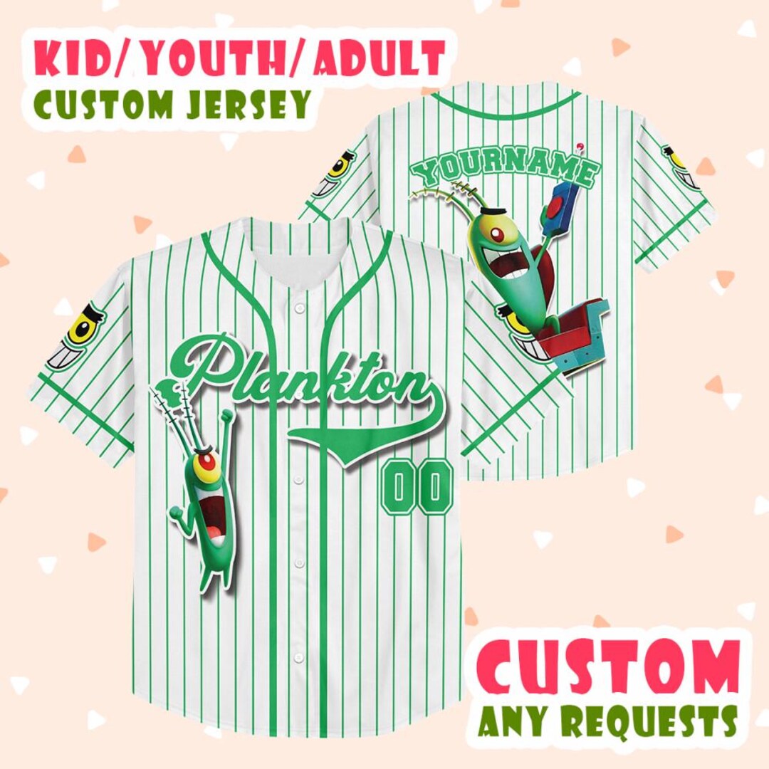 Personalized the Spongebob Squarepants Movie Baseball Jersey, Plankton ...