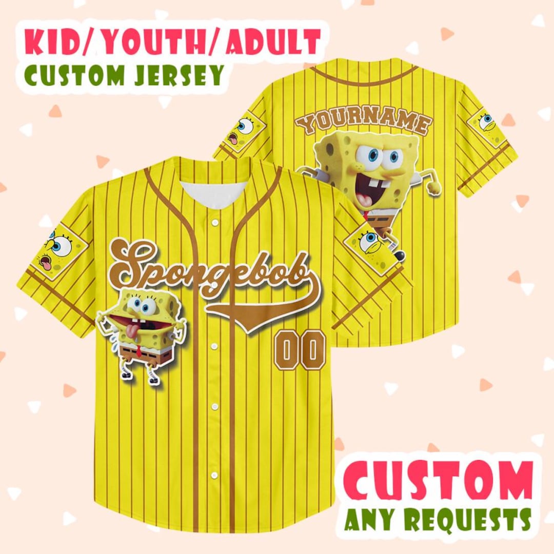 Personalized the Spongebob Squarepants Movie Baseball Jersey, Spongebob ...