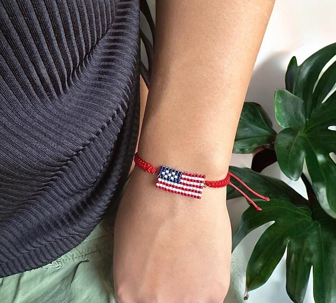 Handmade American Flag Bracelet , USA Flag Bangle , Great America ...