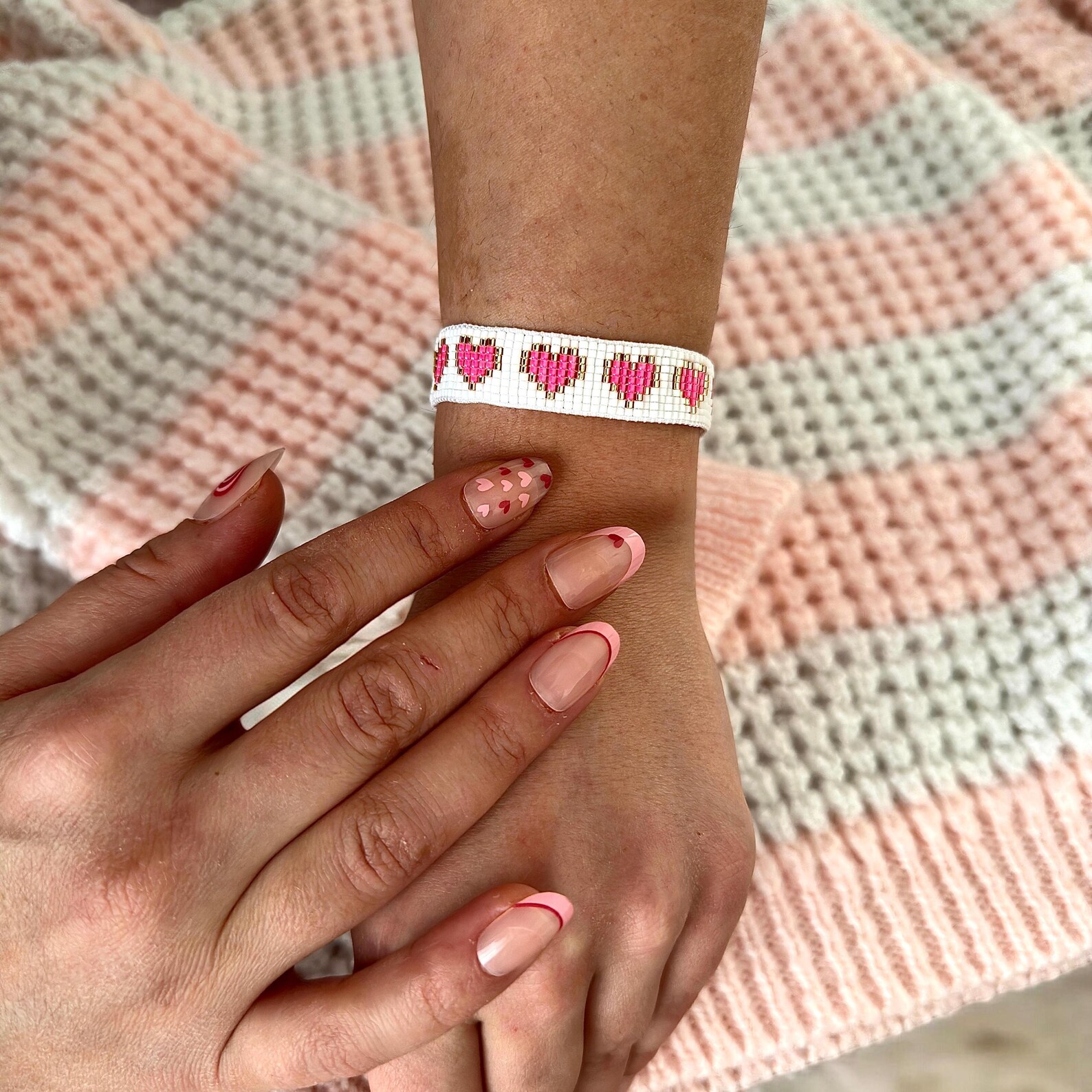 Heart Miyuki Bead Bracelet Pattern, Heart Loom Bracelet PDF Pattern ...