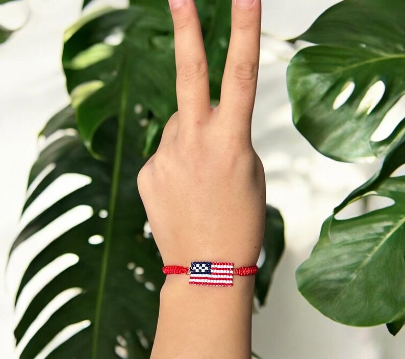 Handmade American Flag Bracelet , USA Flag Bangle , Great America ...