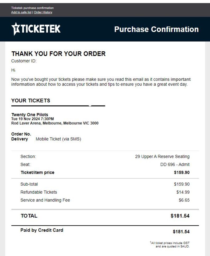 Twenty One Pilots Clancy Tour 2024 Concert Ticket in Melbourne - Etsy