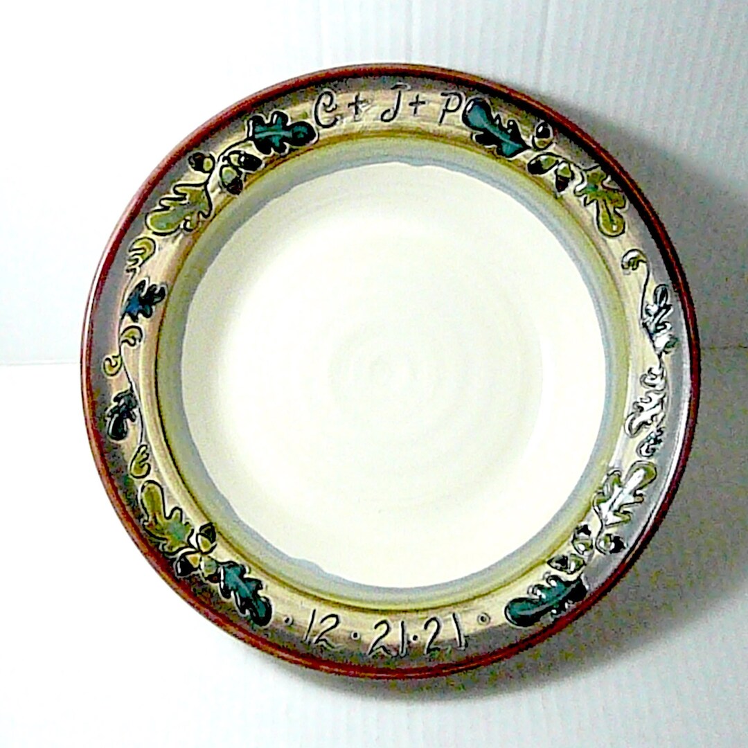 WEDDING BOWL or PLATTER... Oak and Acorn Design **free Shipping** - Etsy