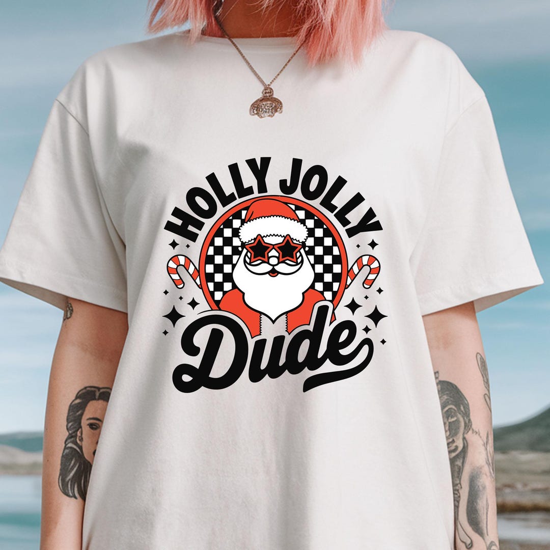 Holly Jolly Dude Svg, Retro Christmas Png, Holiday Svg, Christmas ...
