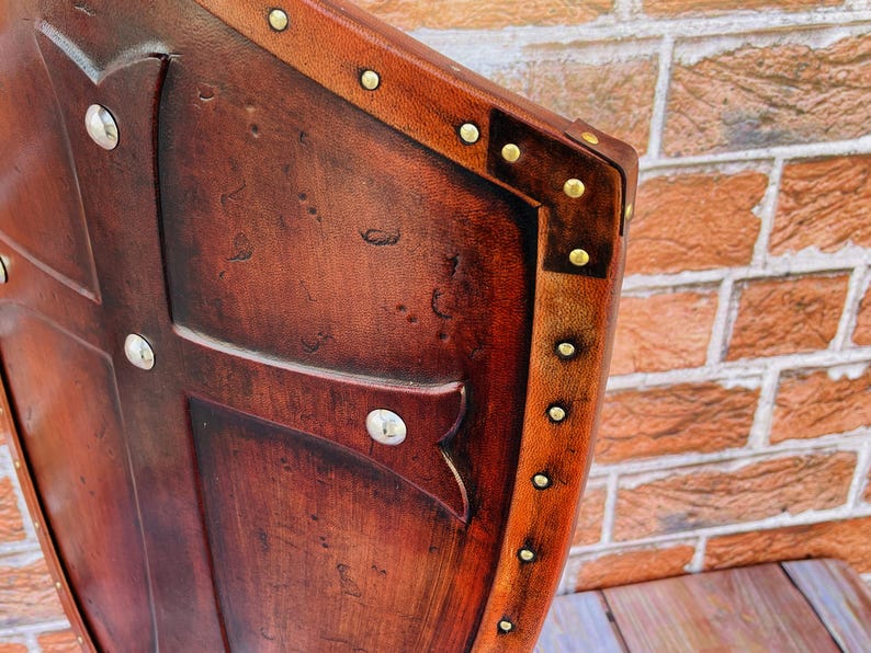 Templar Shield | Handmade Leather Cross Shield | Leather Templar Shield ...