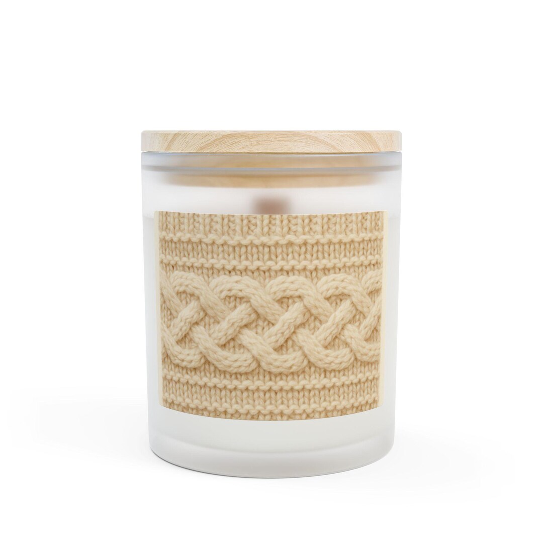 Cozy Knit Pattern Candle Frosted Glass 11oz | Knit Sweater Winter ...