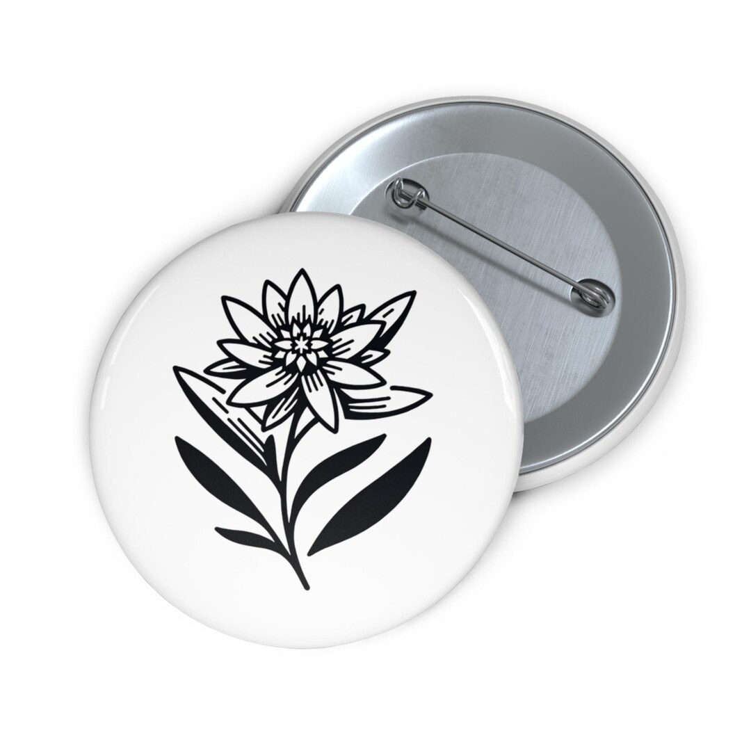 Edelweiss Pin Button: Floral Boho Chic Badge - Nature Lover Gift - Etsy