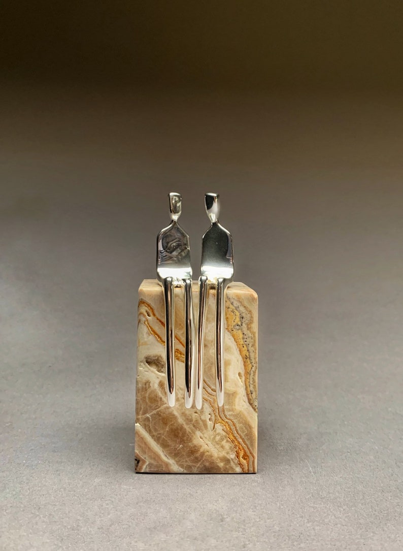 Mr. and Mr. Silver Edition, Handsome Sculpture of Two Men Plated in Non ...