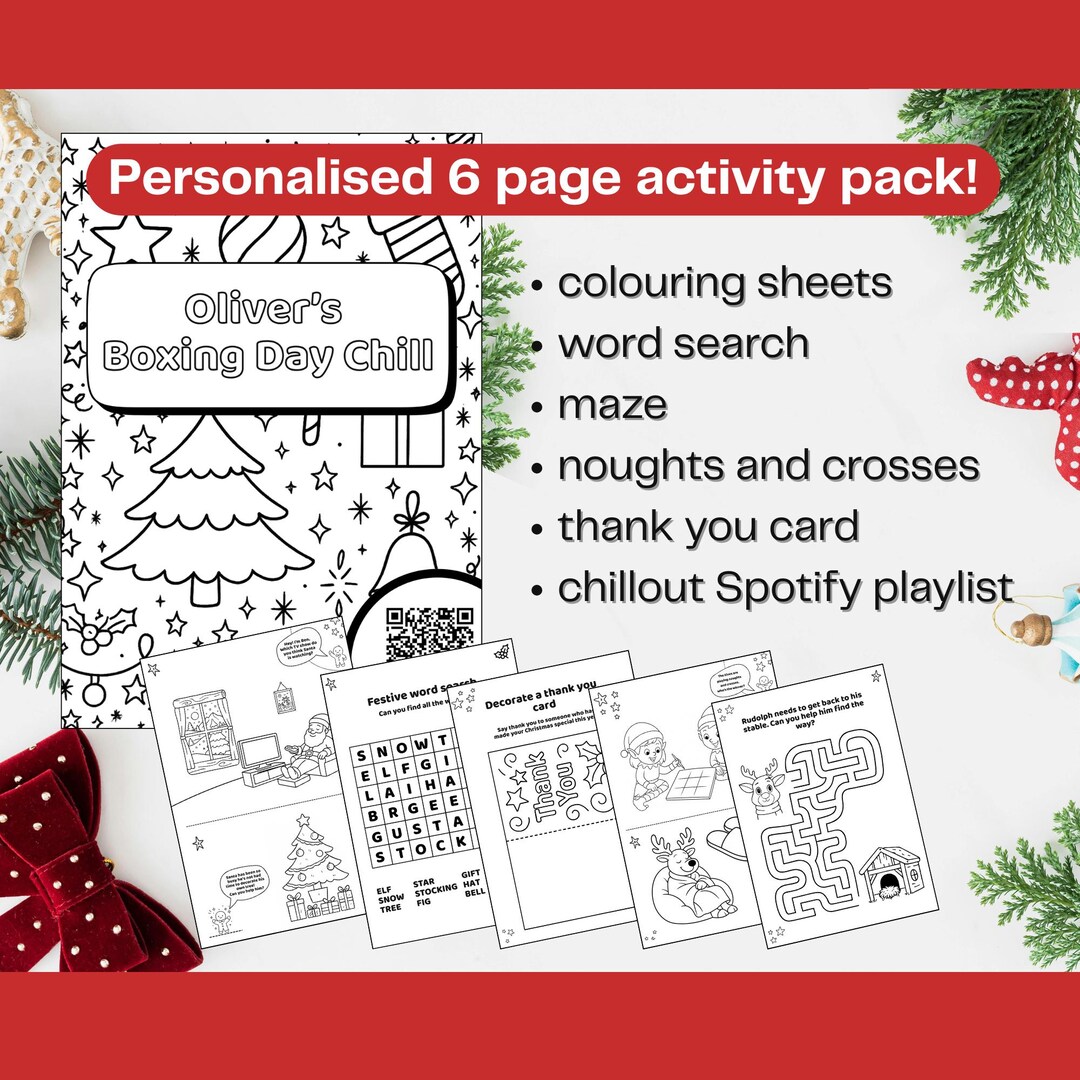 Last Minute Personalised Boxing Day Activity Pack for Kids | Games ...