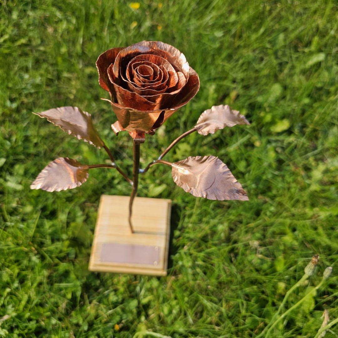 Handmade Copper Rose – a Unique Piece for Eternity - Natural Base - 32 ...