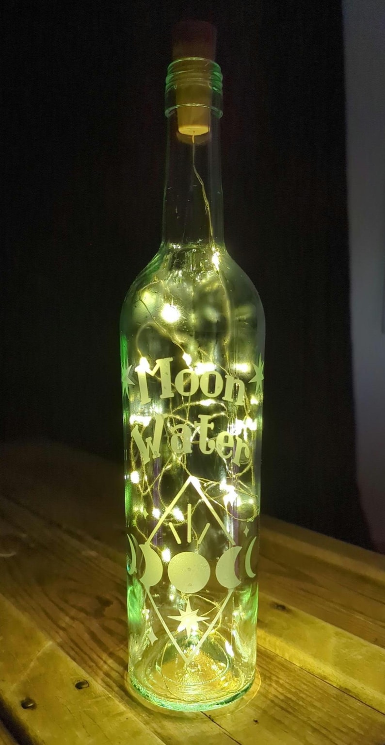 Moon Water Etched Glass Wine Bottle - Etsy